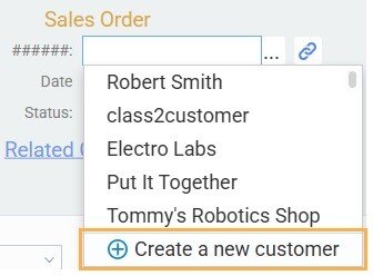 Creating a customer or vendor in a transaction