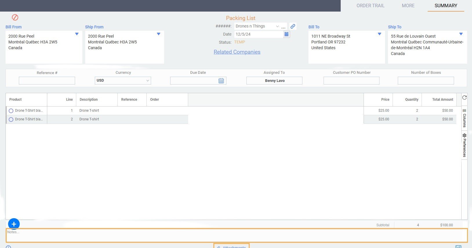 Creating a packing list