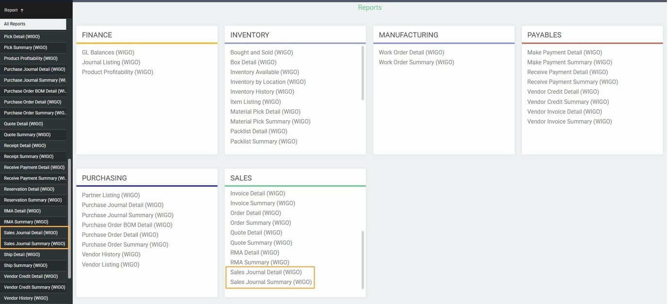 Sales journal