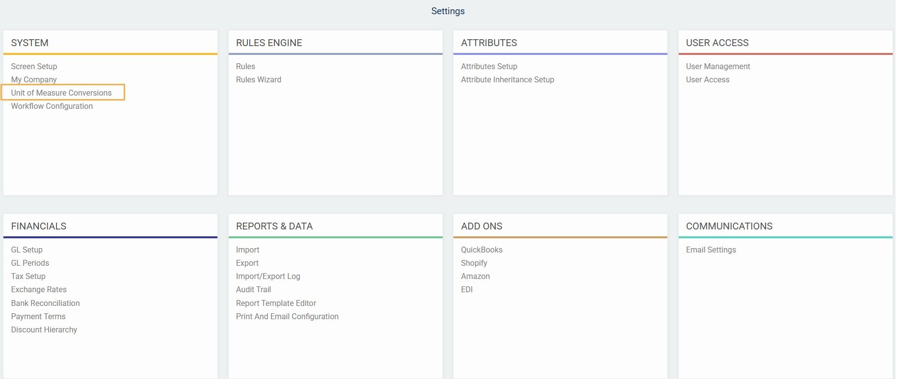 Setting up UoM conversion rates